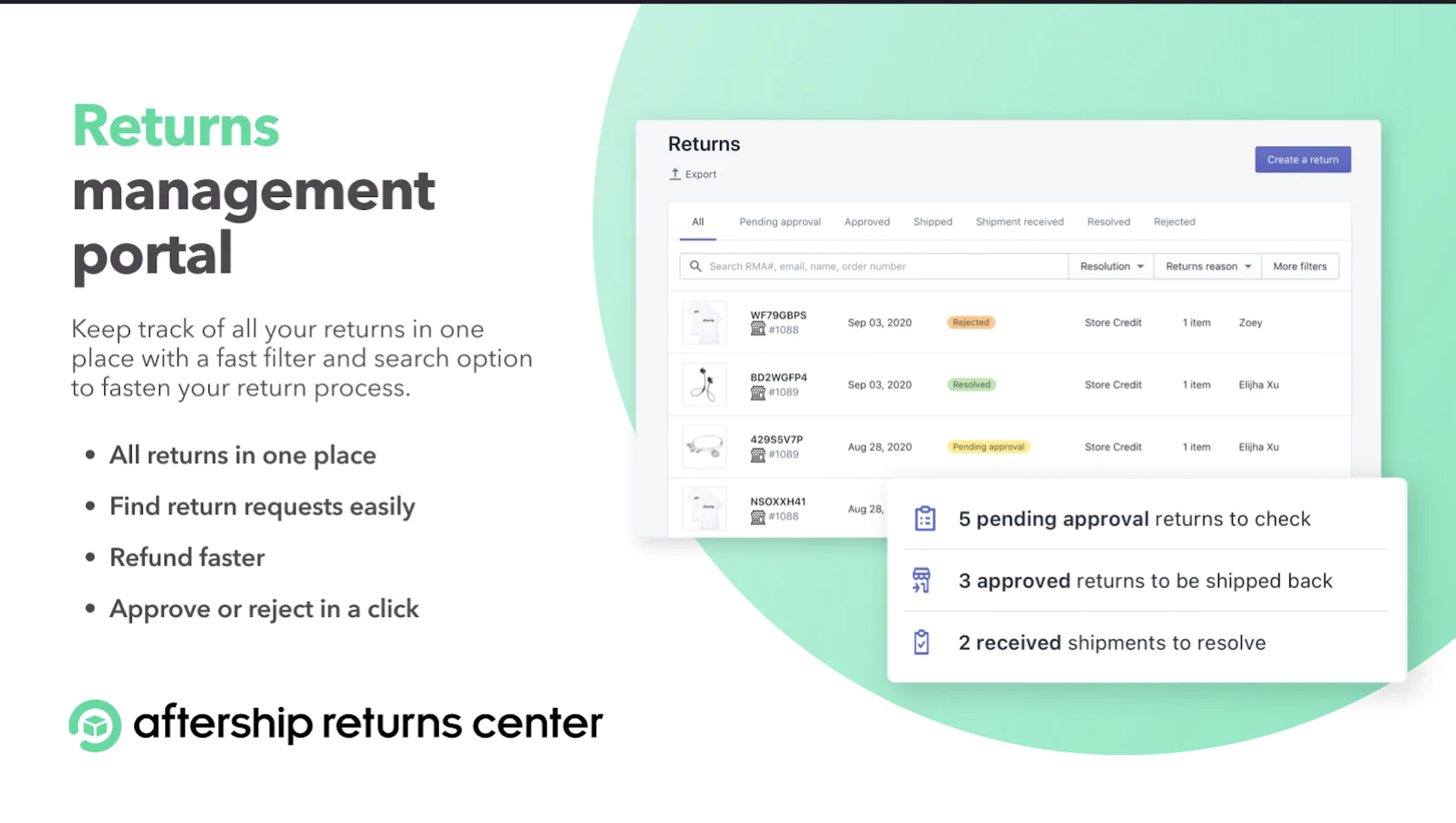 Take care of your shoppers with Gorgias & AfterShip Returns Center
